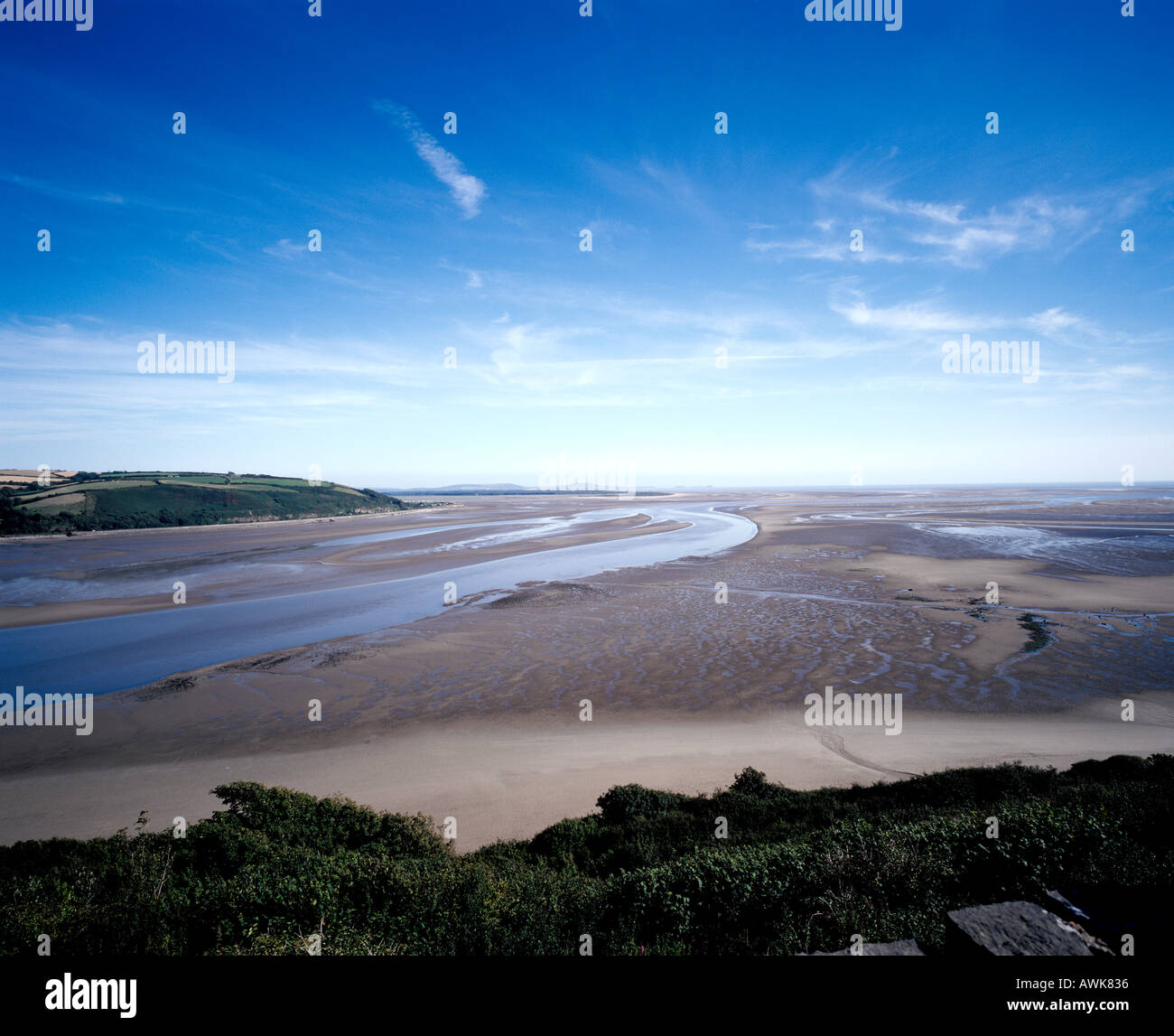 Looking out towards Carmarthen Bay from The battlements of Llansteffan ...