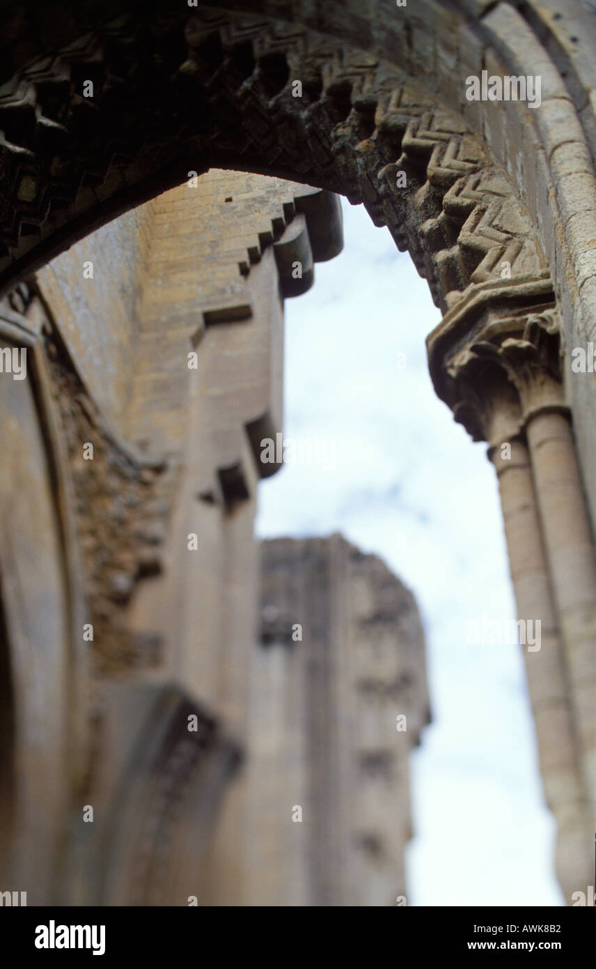 Architectural details at the ruined abbey at Glastonbury England Stock ...