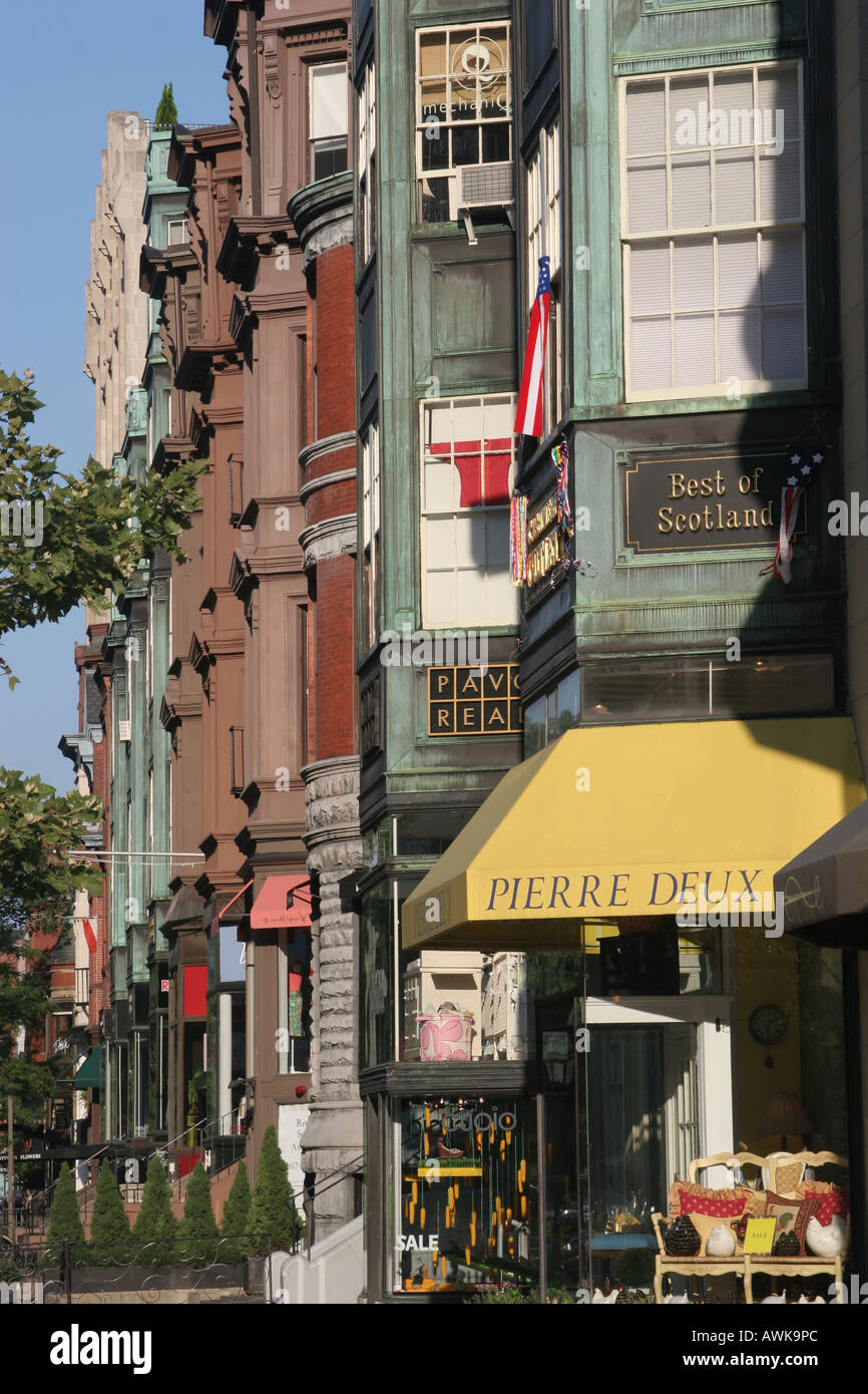 Shops on Newbury Street in Back Bay area of Boston Massachusetts USA ...