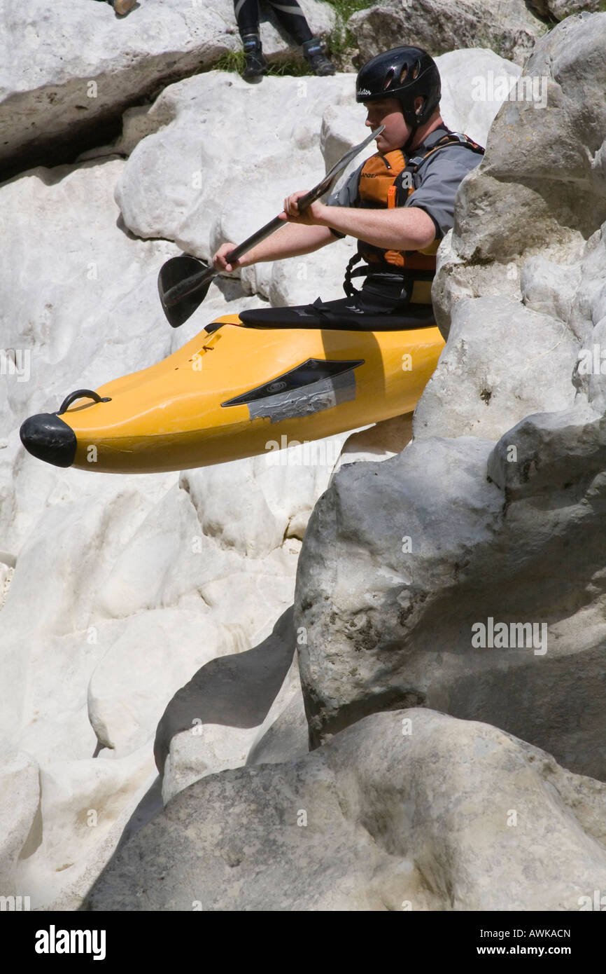 canoe driver on the river in the canyon of Acheron Stock Photo - Alamy