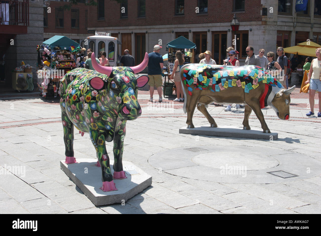 Cows at Faneuil Hall Marketplace and part of CowParade Boston USA 2006 ...