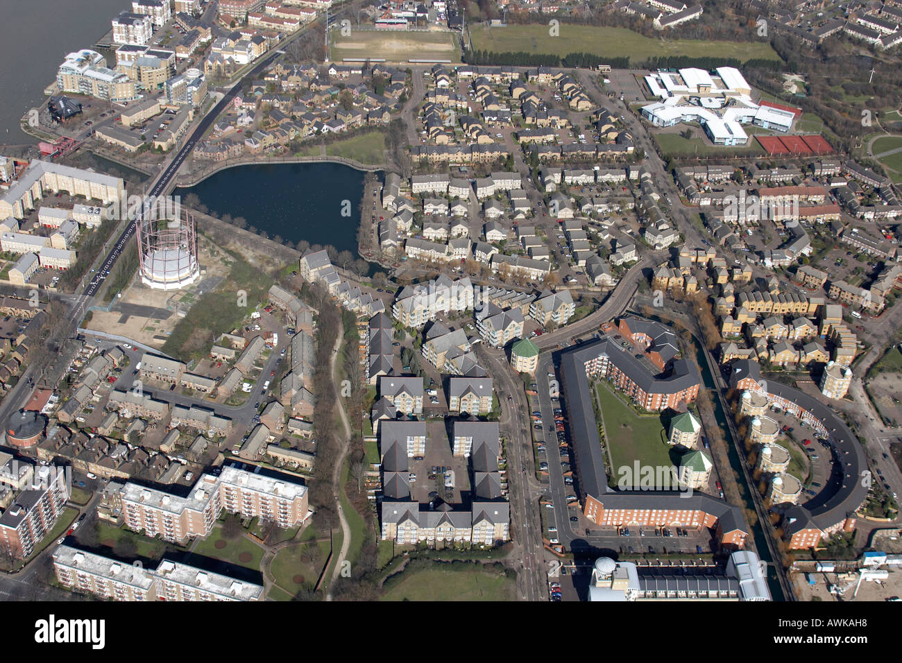 High level oblique aerial view east of Mellish Sports Ground Bacon s ...