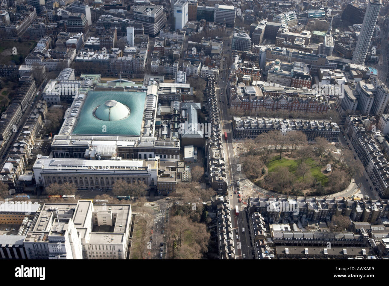 High level oblique aerial view south east of British Museum Bedford ...