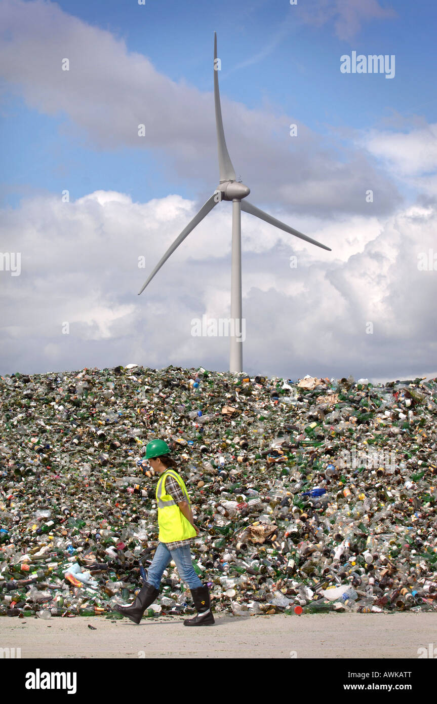 A WIND TURBINE SITUATED NEXT TO A GLASS RECYCLING DEPOT AT AVONMOUTH ...
