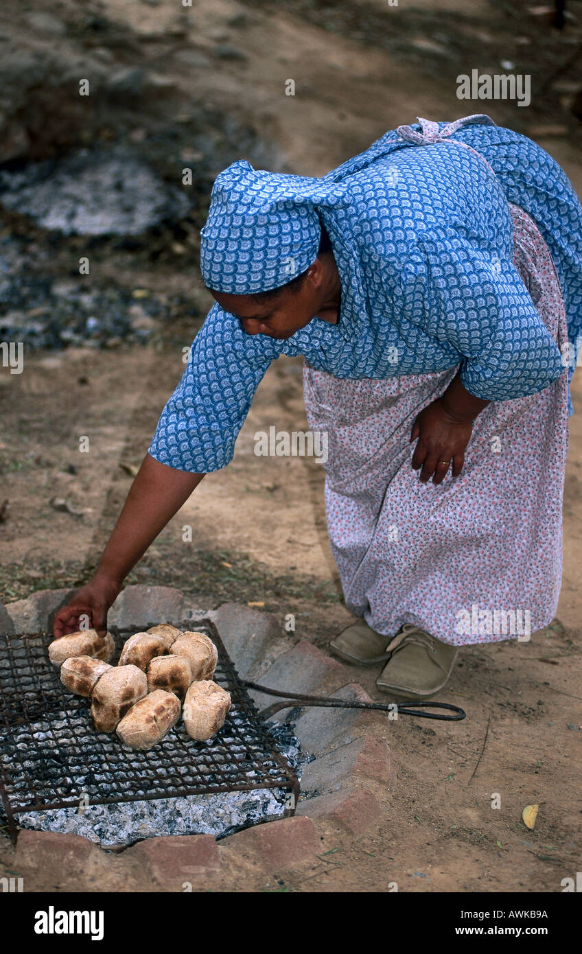 Woman cooking traditional bread Cape Town Western Cape Province South ...