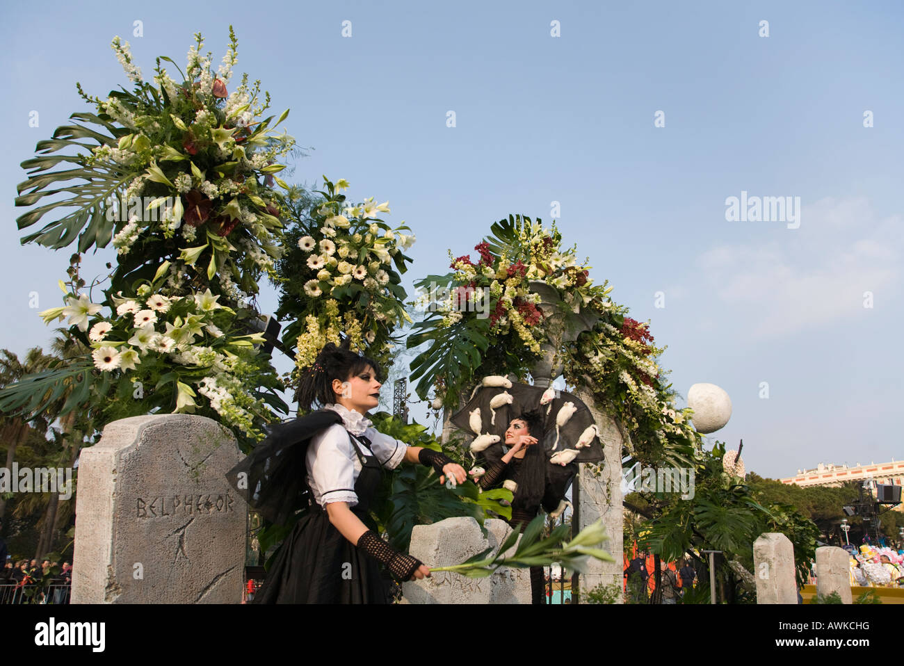 Adams family flower float at the Bataille des Fleurs during the Nice ...