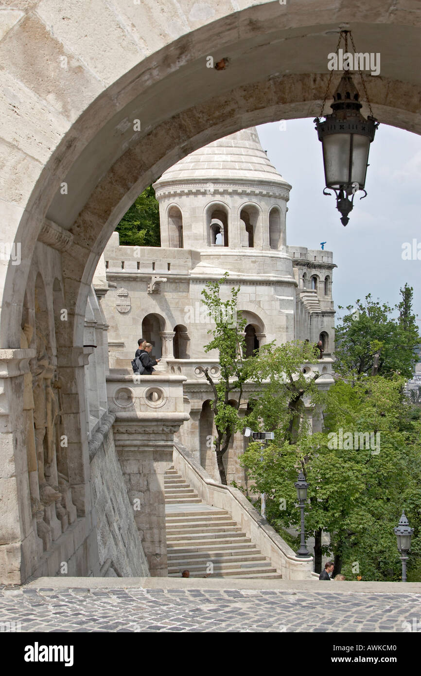 Archway and turrets on viewing platform at Fishermen s Bastion ...