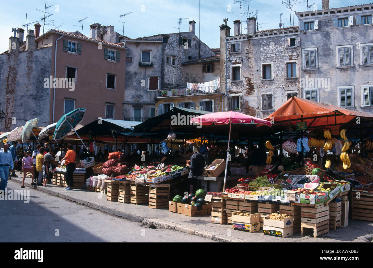 Market stall at roadside, Adria, Istria, Rovinj, Croatia Stock Photo ...