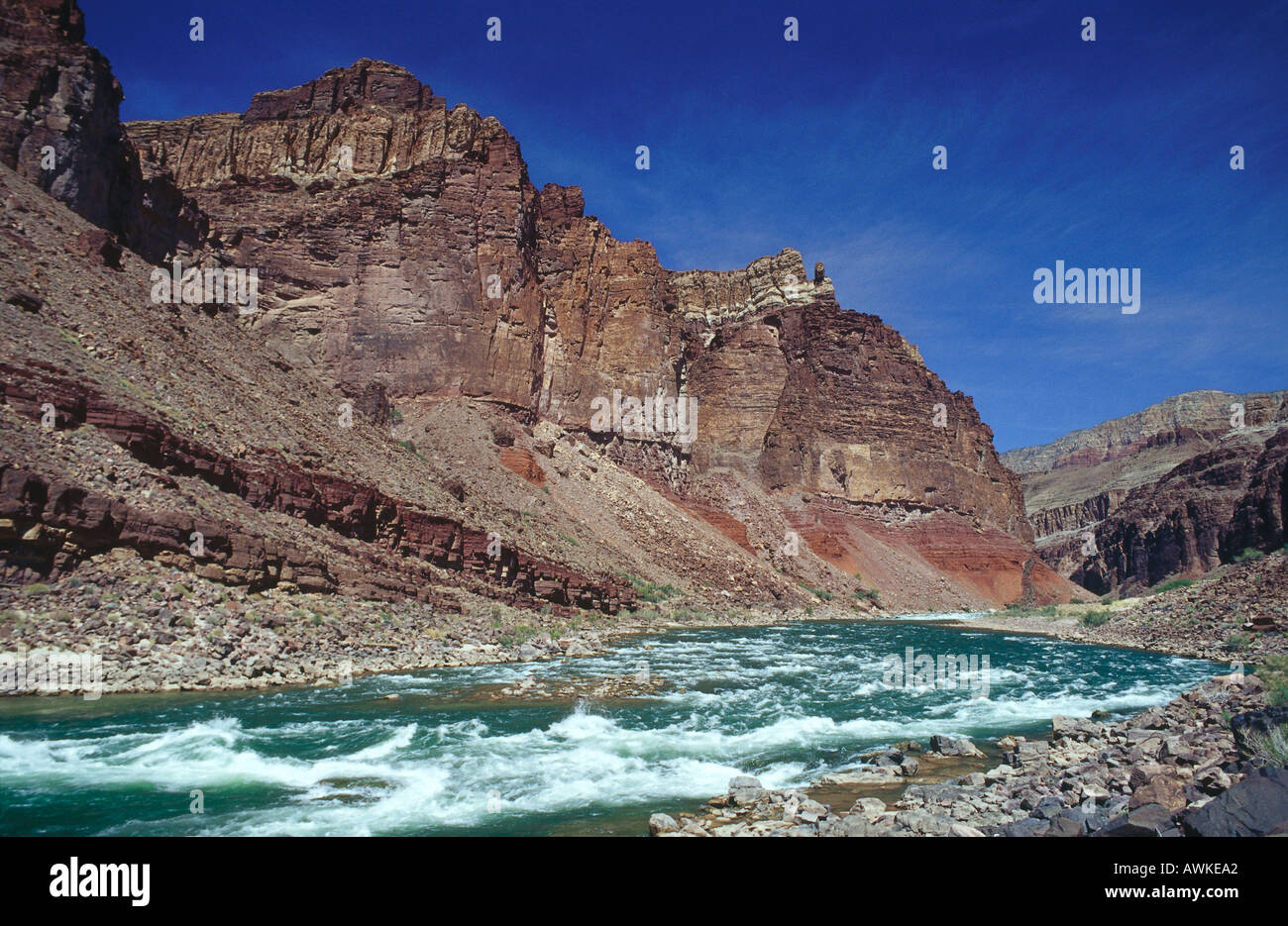 River flowing along mountains, Colorado River, Grand Canyon, Arizona ...