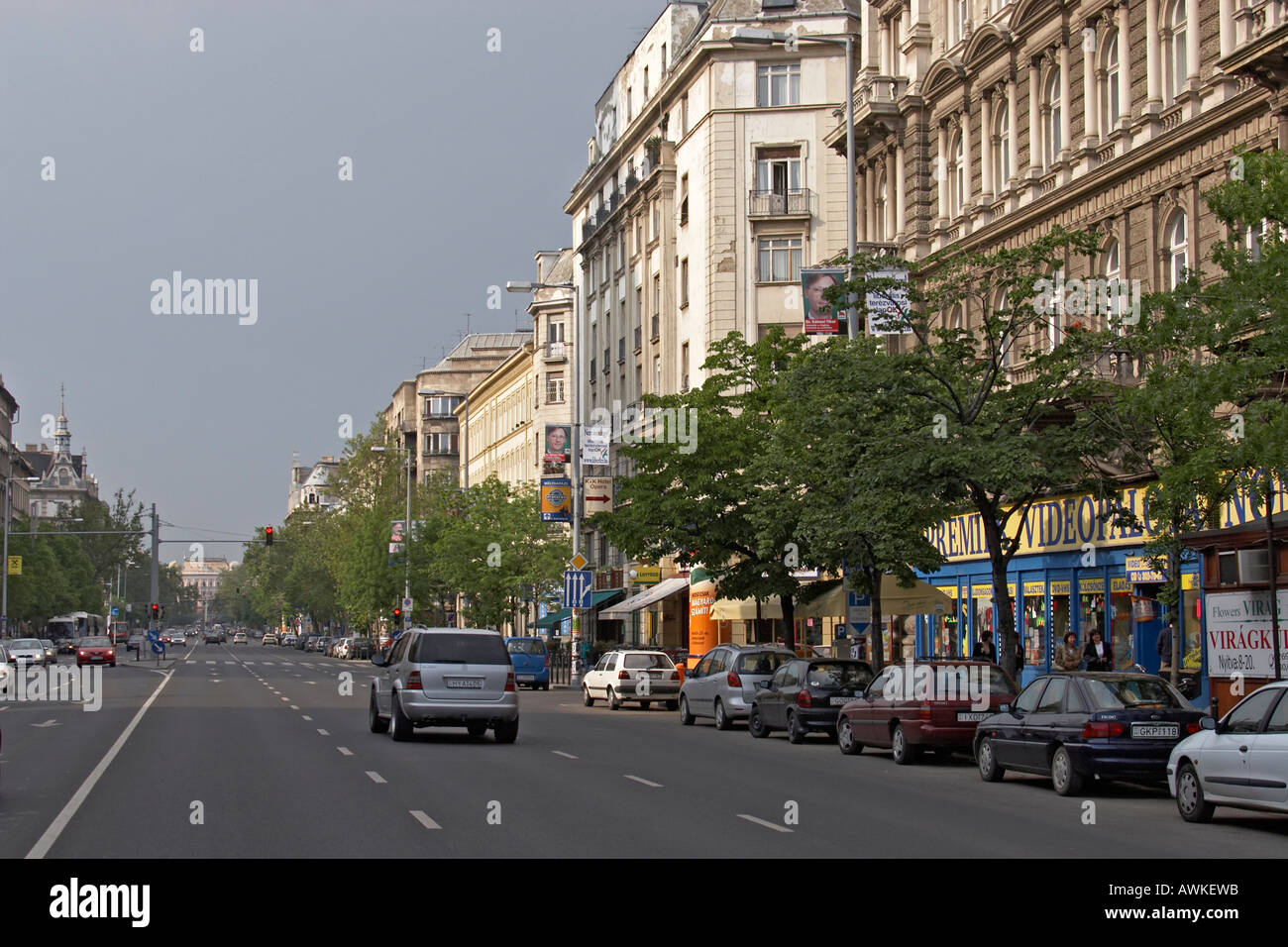 Traditional road or street with large buildings residential house or ...