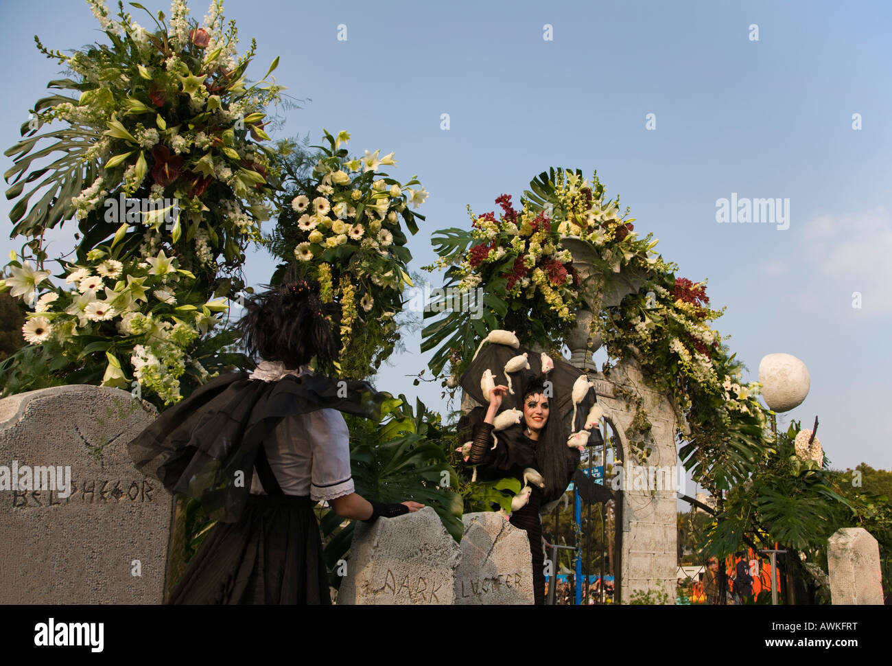 Adams family flower float at the Bataille des Fleurs during the Nice ...
