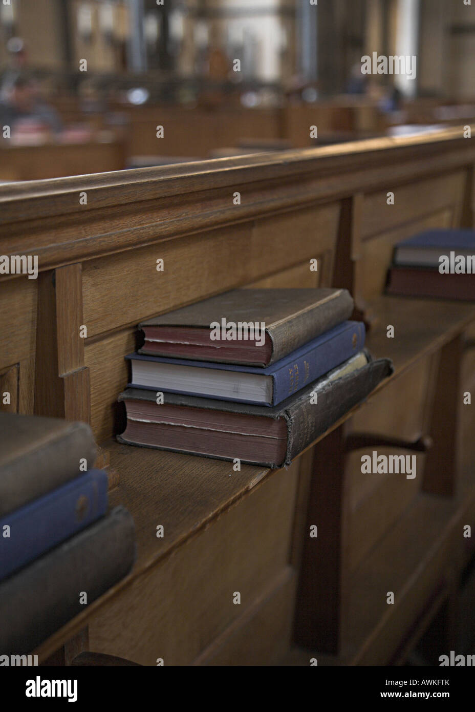Prayer books in a church Stock Photo - Alamy