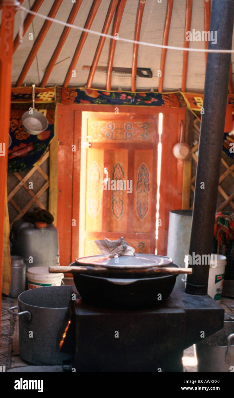 Interior of a Ger (Mongolian dwelling) Mongolia Stock Photo - Alamy