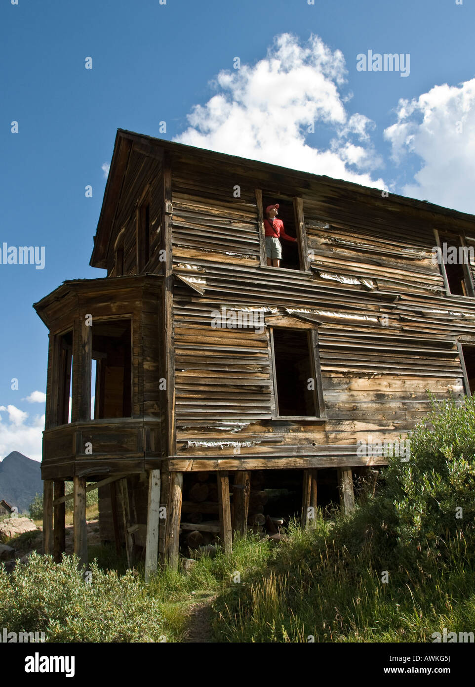 Woman inside the Duncan House, Animas Forks near Silverton, Alpine Loop ...