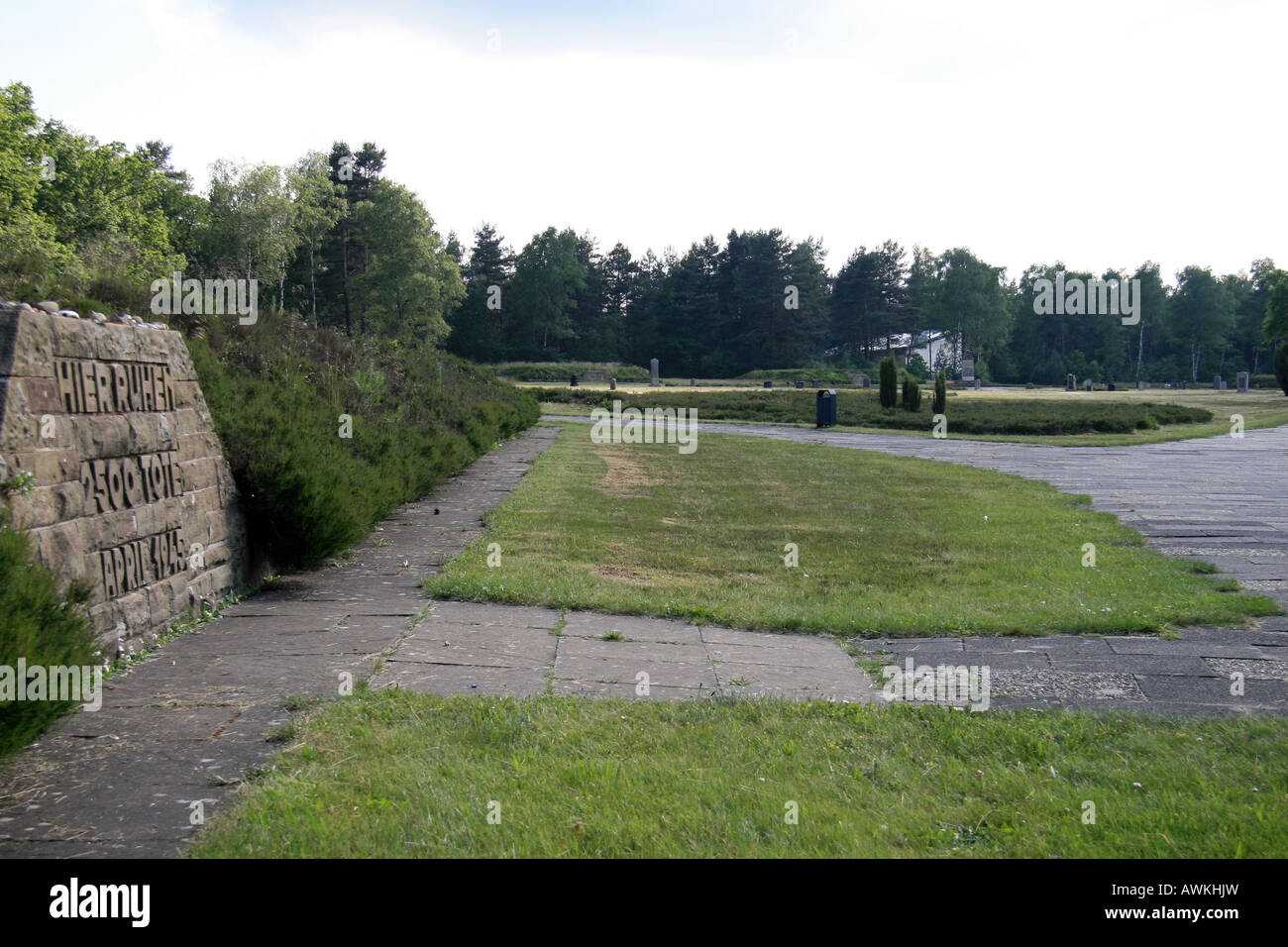 A mass grave and the main Memorial area in the former German ...