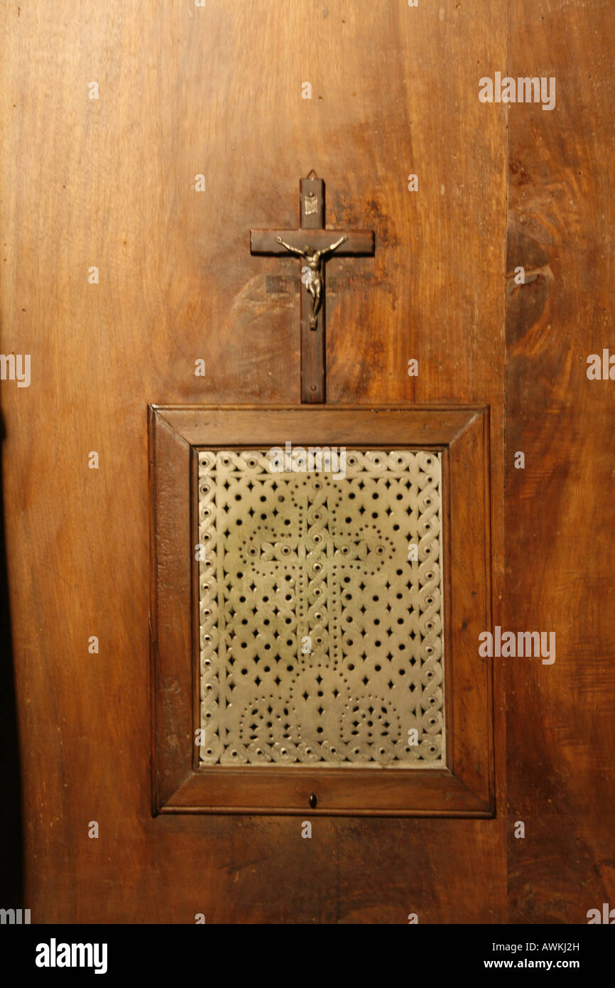 confession box in church in rome italy Stock Photo - Alamy