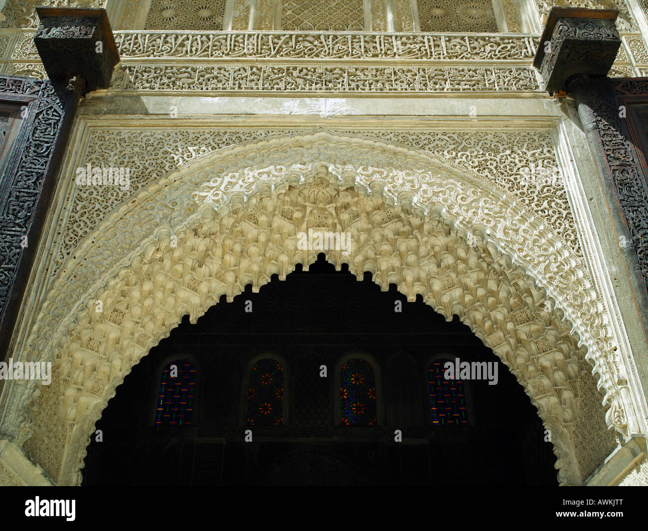 Detail of Muqarna decoration in The Medersa Bou Inania Stock Photo - Alamy
