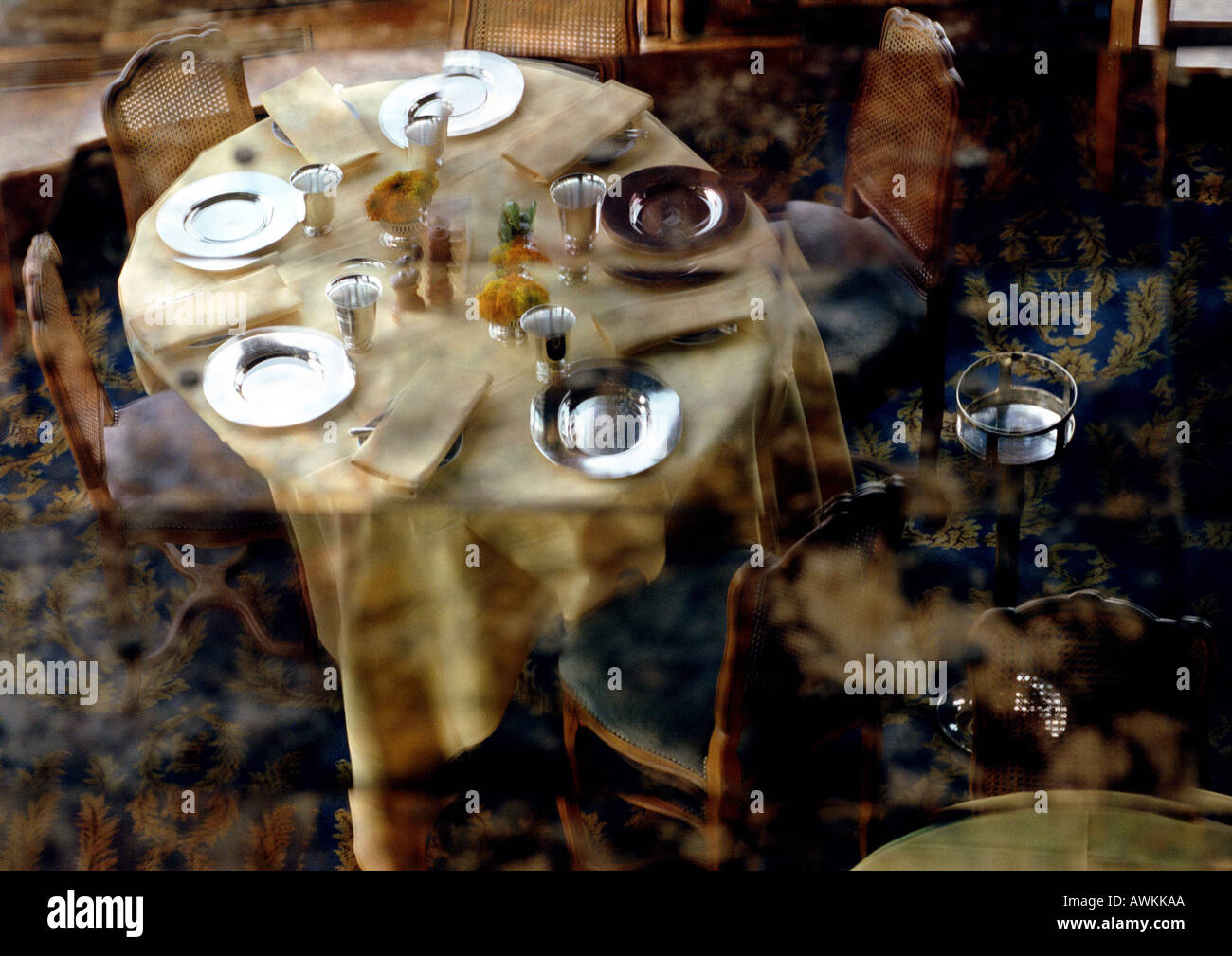 Set table seen through reflection hi-res stock photography and images ...