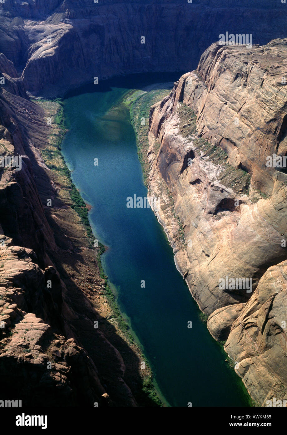 Colorado, Colorado River running through Grand Canyon, aerial view ...