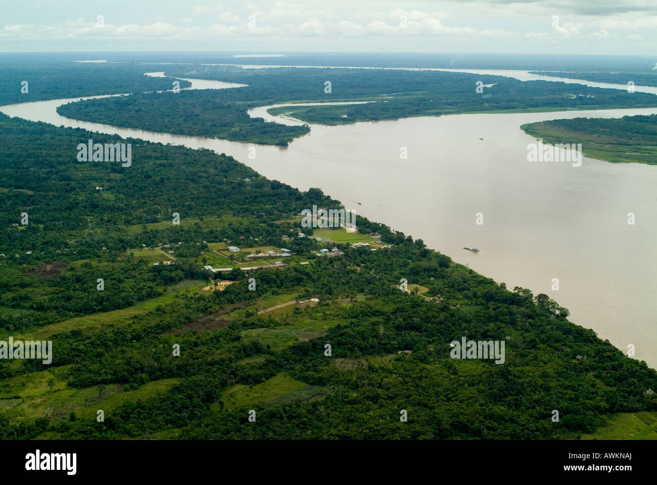 Riverside settlement on the Amazon River Peru Stock Photo - Alamy