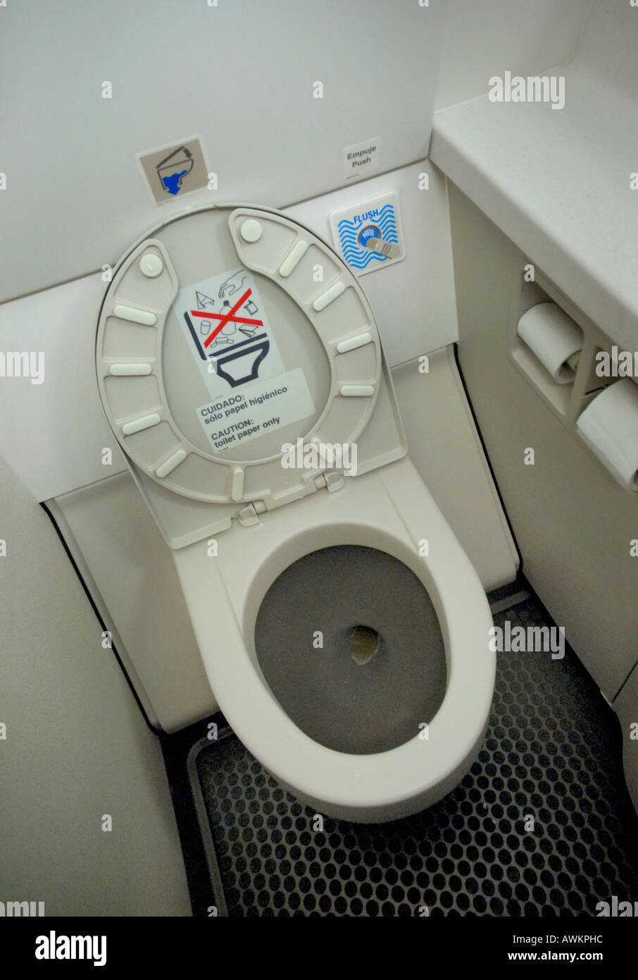 AIRPLANE WASHROOM TOILET WC Stock Photo - Alamy