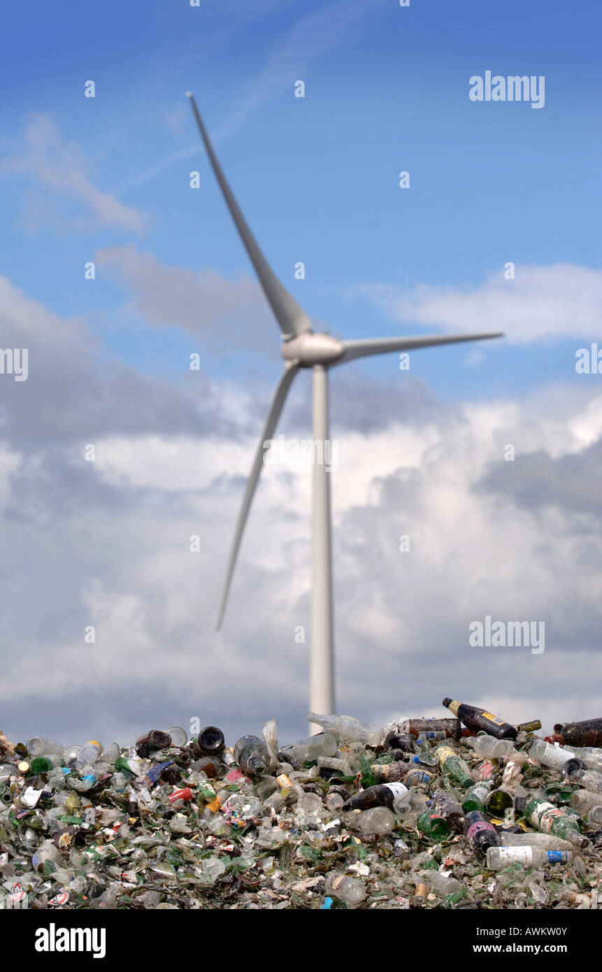 A WIND TURBINE SITUATED NEXT TO A GLASS RECYCLING DEPOT AT AVONMOUTH ...