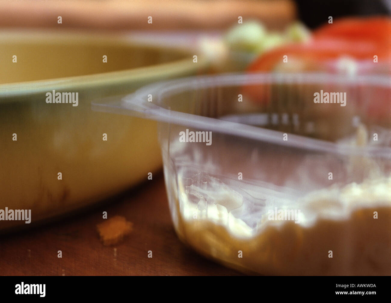 Plastic container with food inside, close-up, blurred Stock Photo - Alamy