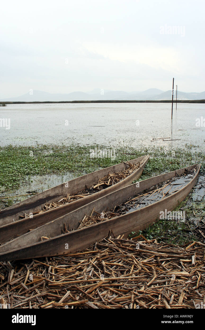 wooden boats on a lake Stock Photo - Alamy
