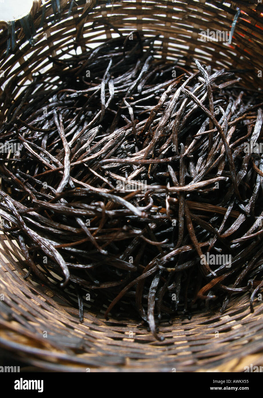 Vanilla pods in basket Stock Photo - Alamy