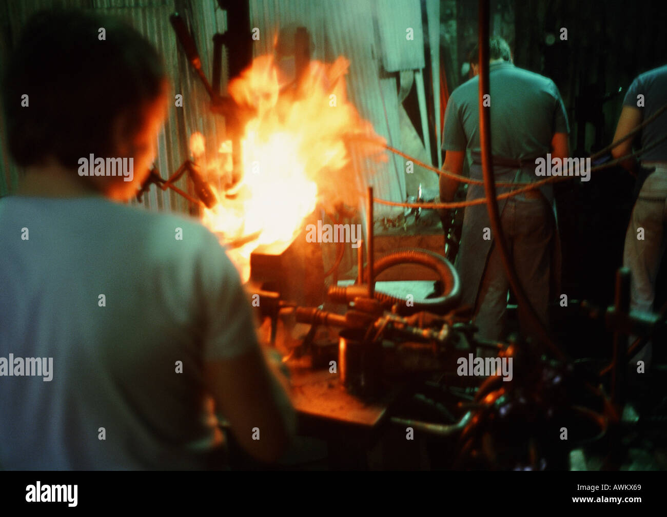 Back view factory workers in hi-res stock photography and images - Alamy
