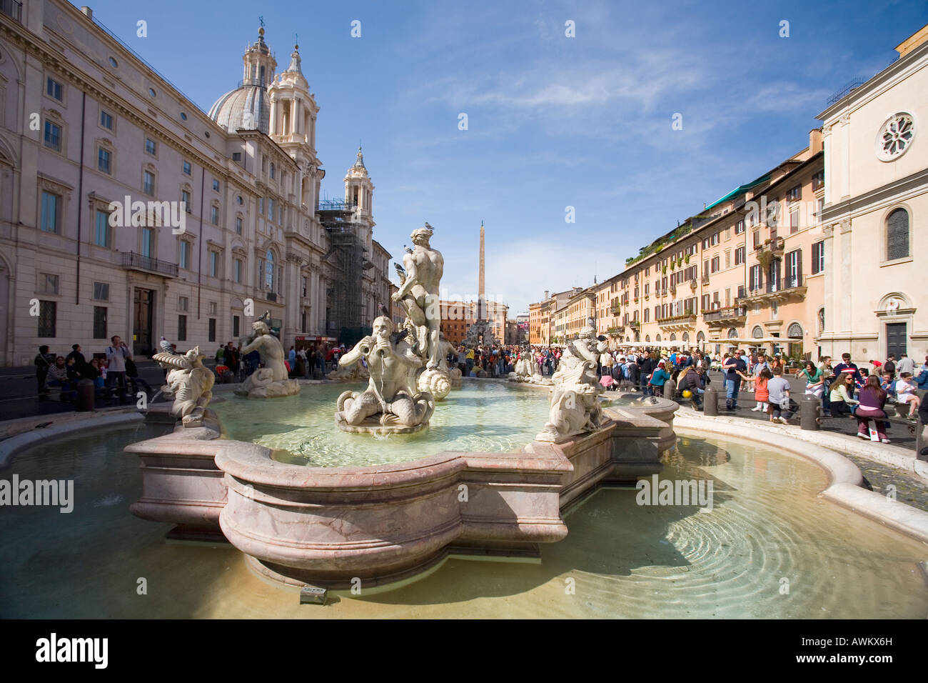 Fountains at "Piazza Navona" in summer sun sunshine Rome Italy Europe ...