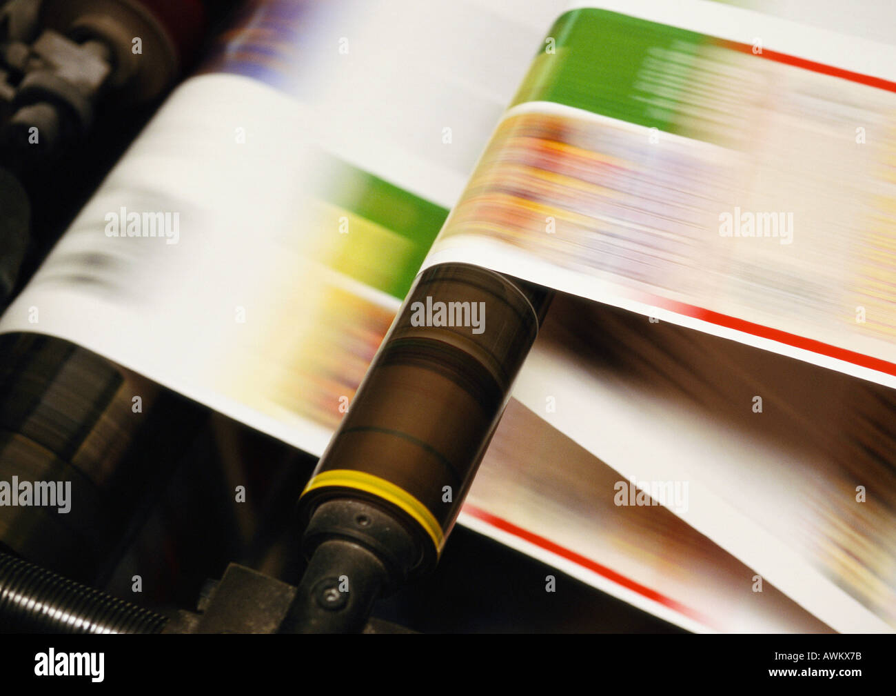 Paper on printing press, close up, blurred motion Stock Photo - Alamy