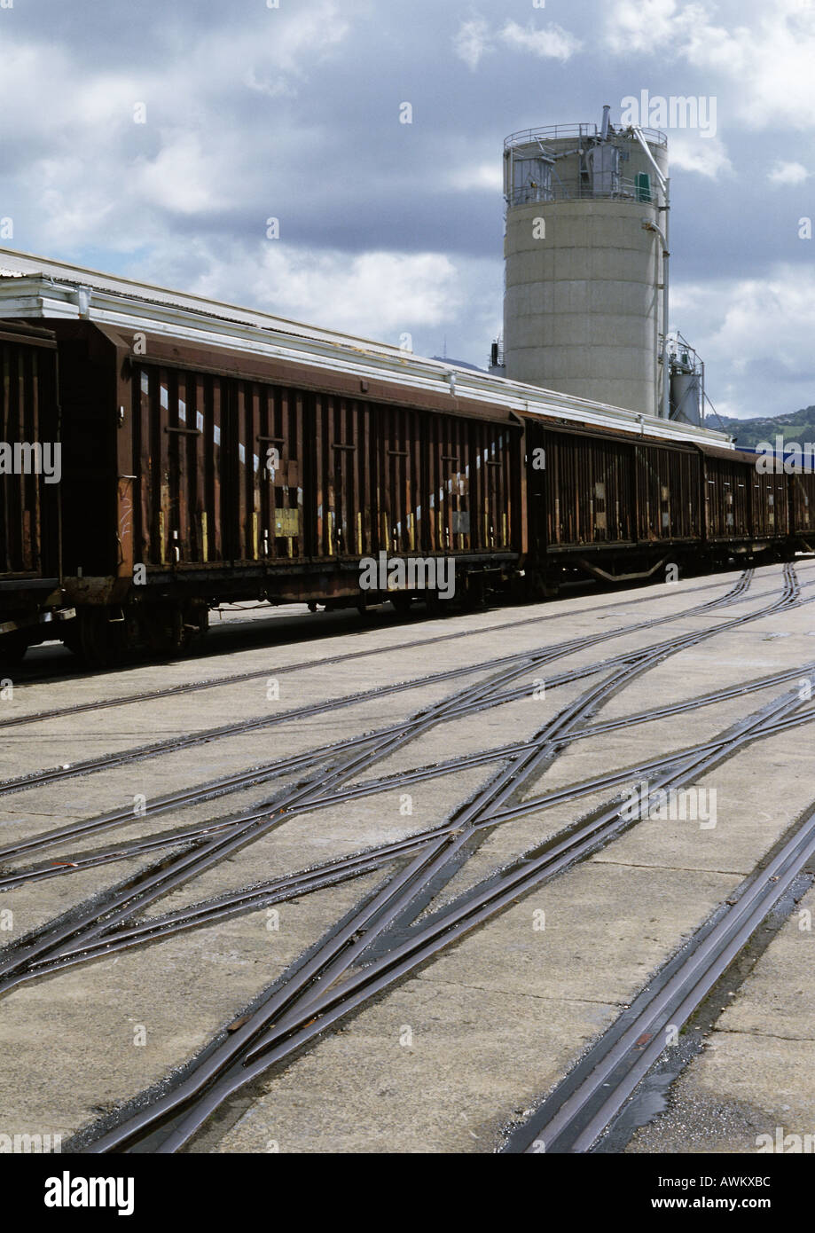 Train in switchyard Stock Photo - Alamy