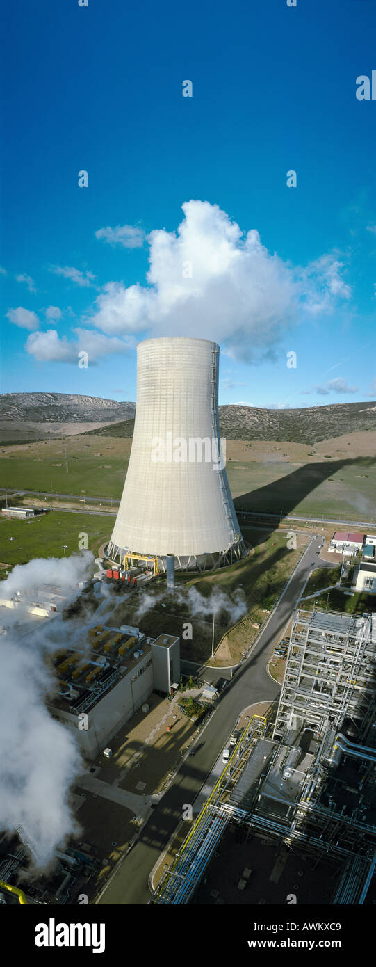 Power plant chimney, elevated view Stock Photo - Alamy