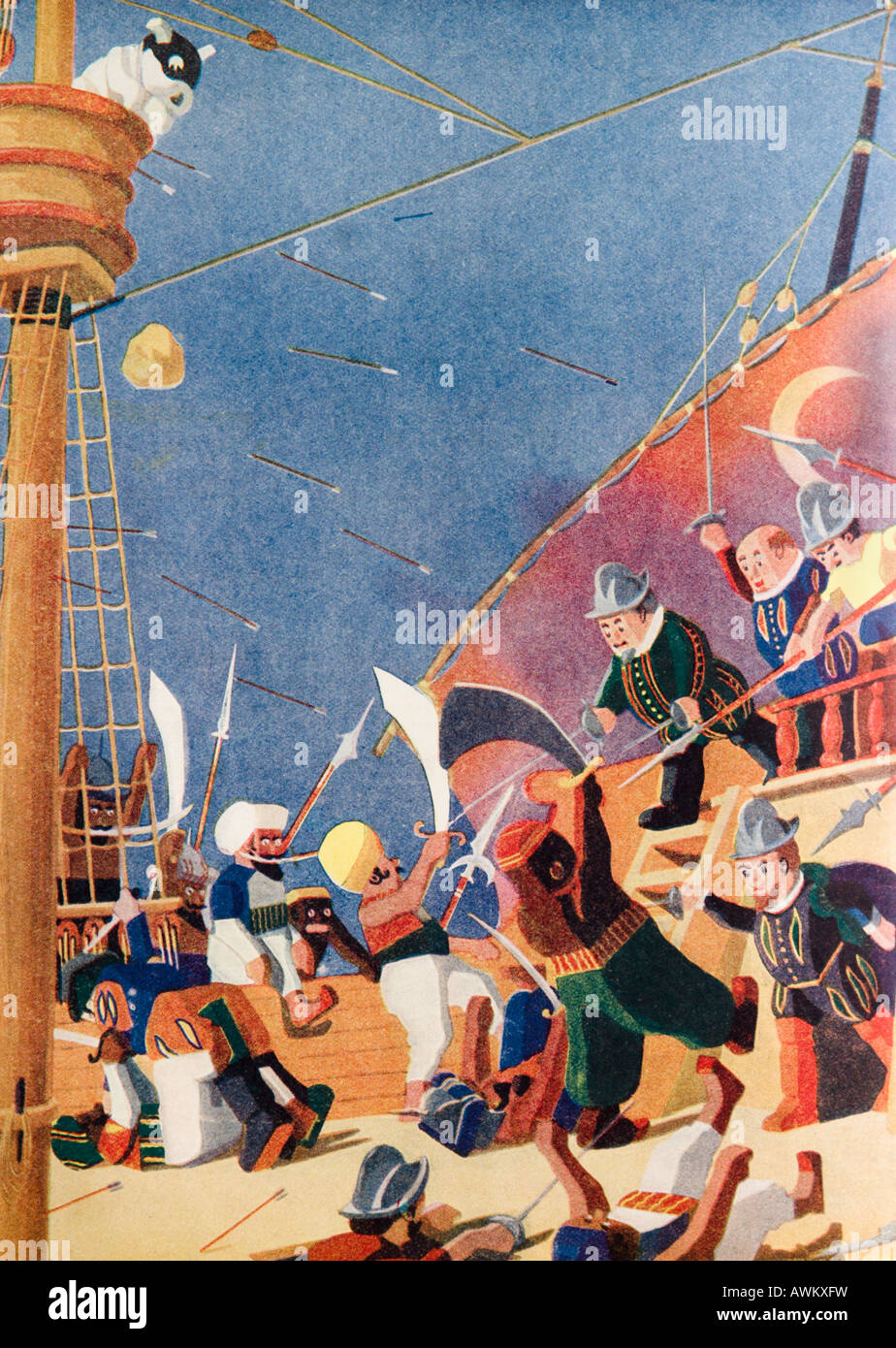 Pirate ship battle painting hi-res stock photography and images - Alamy