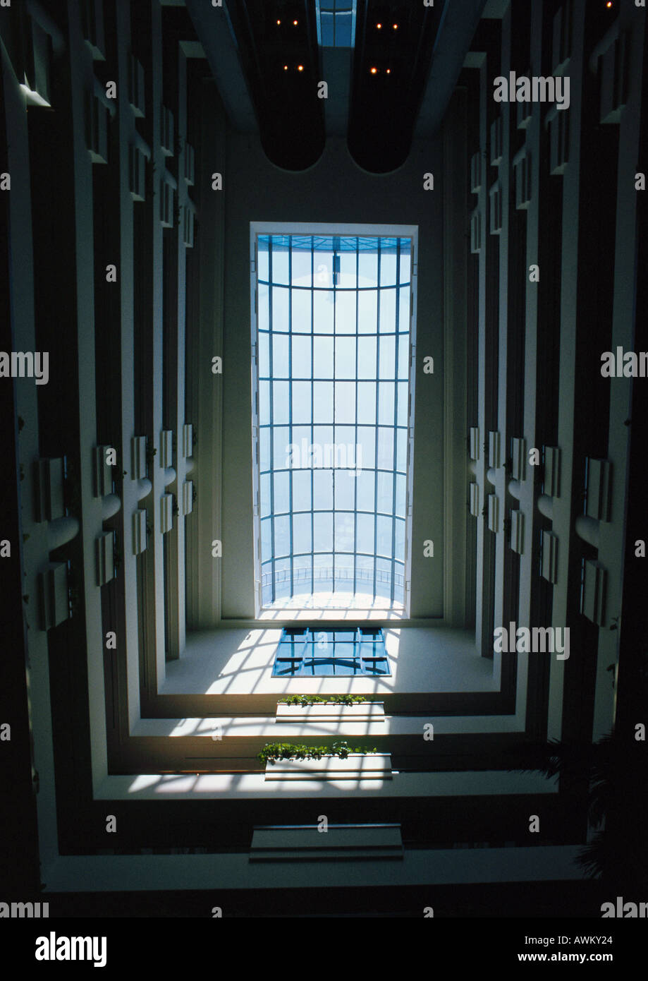 Modern glass skylight below hi-res stock photography and images - Alamy