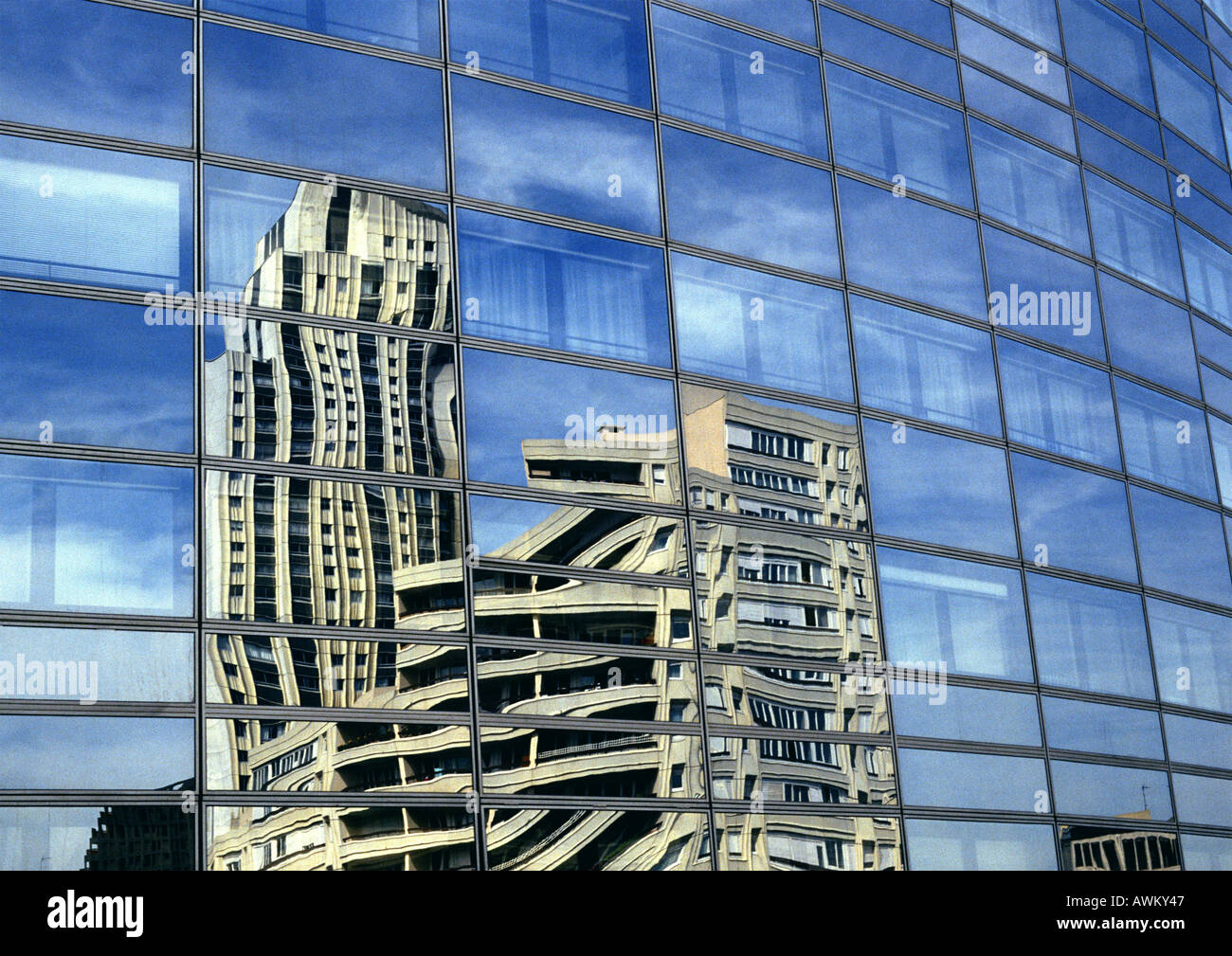 Building reflected in window panes Stock Photo - Alamy