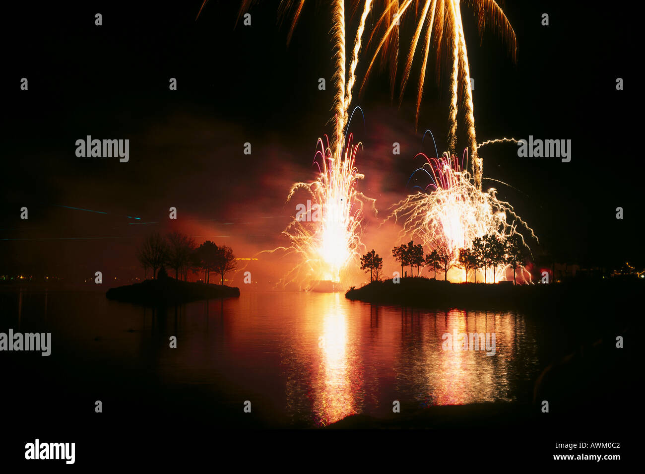 Firework display at night, Epcot Center, Orlando, Florida, USA Stock ...