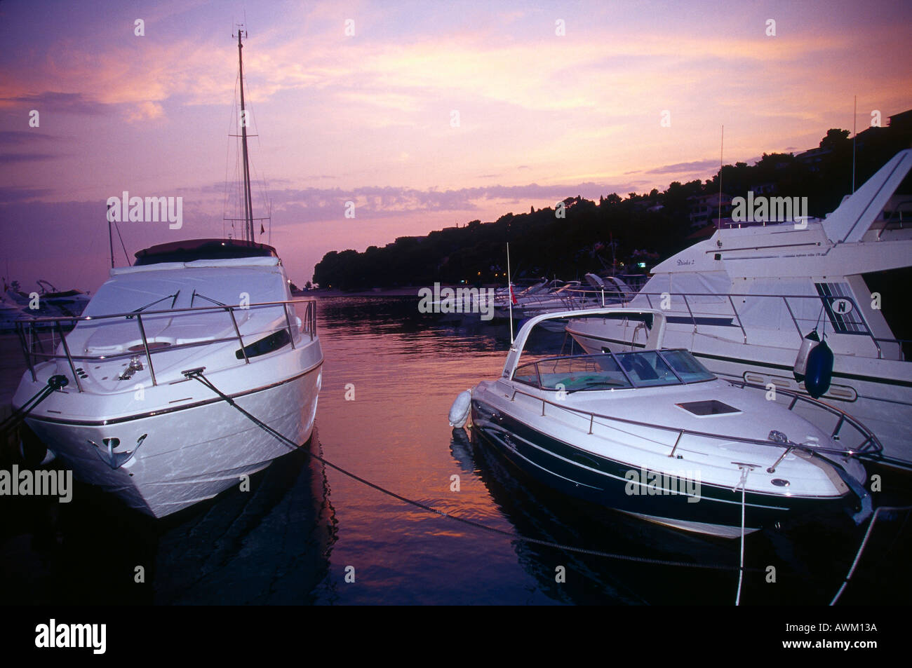 Boats in harbor, Brela, Croatia Stock Photo - Alamy
