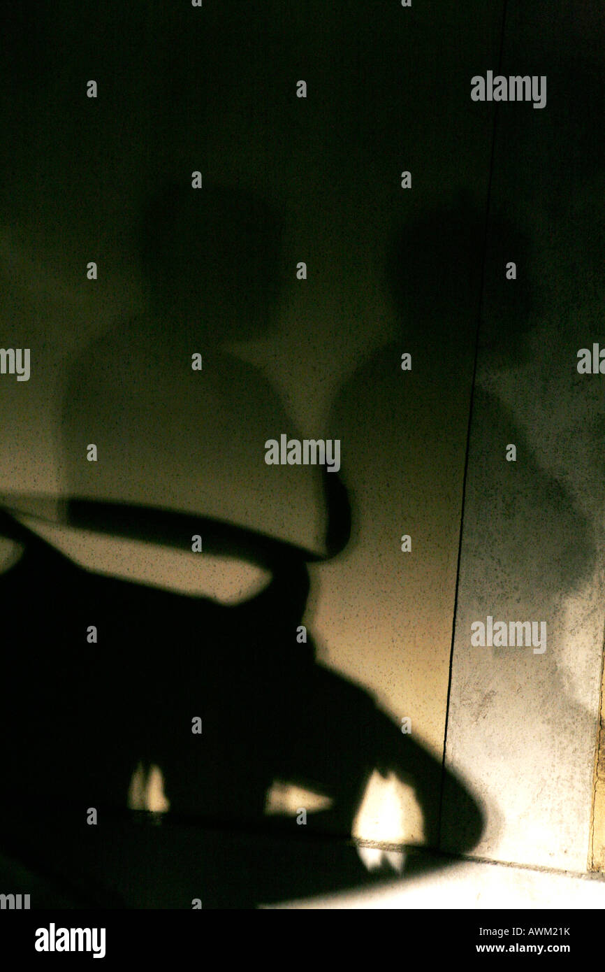 shadow of a man standing against the car Stock Photo - Alamy