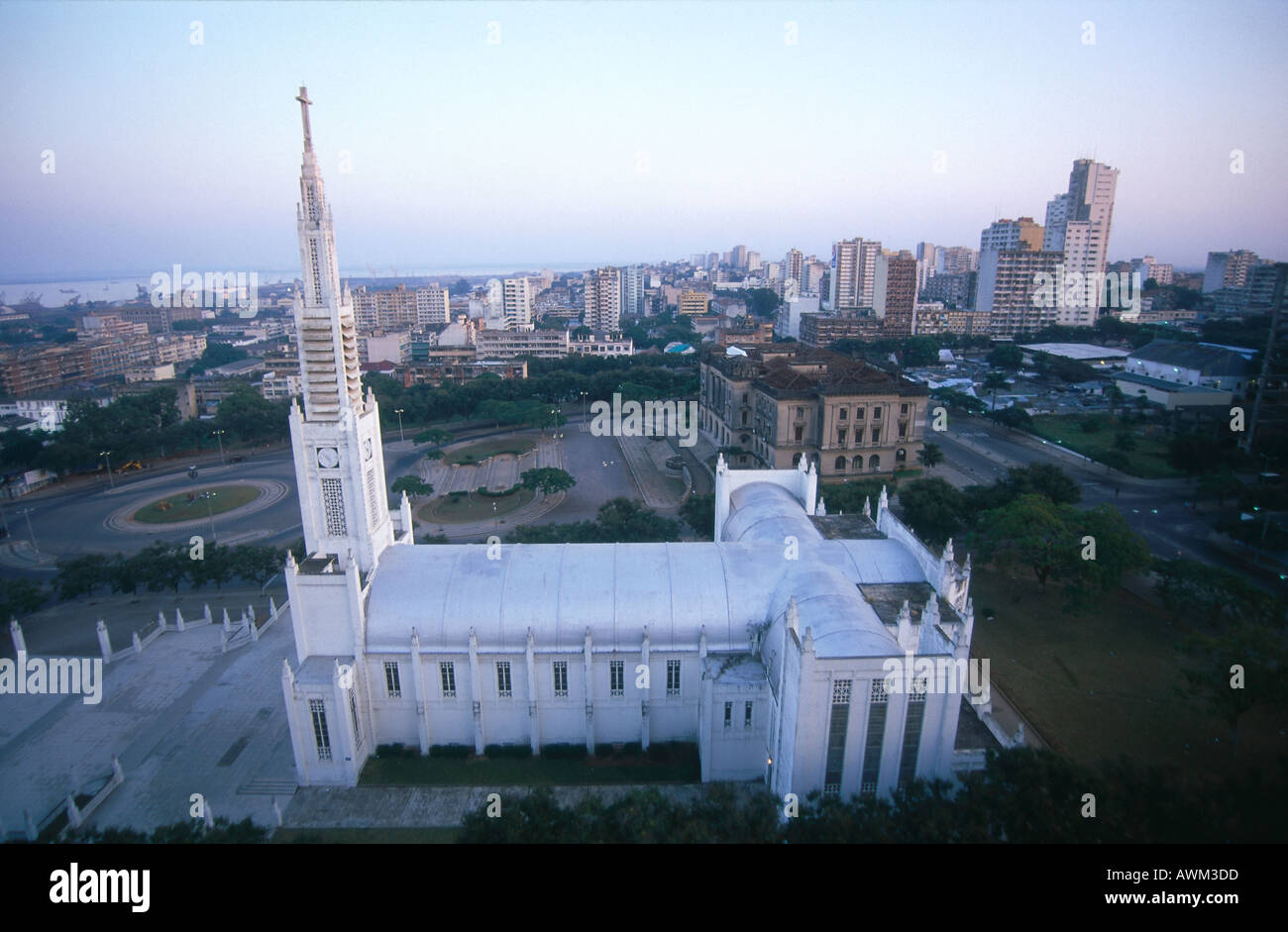 High angle view of cathedral in city, Independence Square, Maputo ...