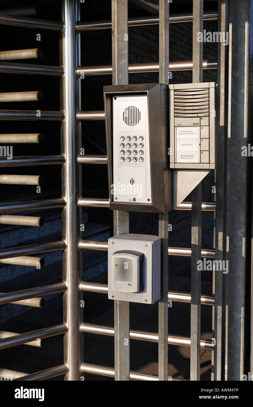 Intercom system at the entrance gate of the power station Hermann ...