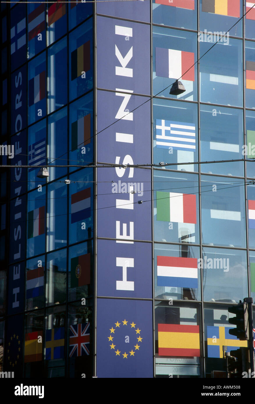 Building with flags, Helsinki, Finland Stock Photo - Alamy
