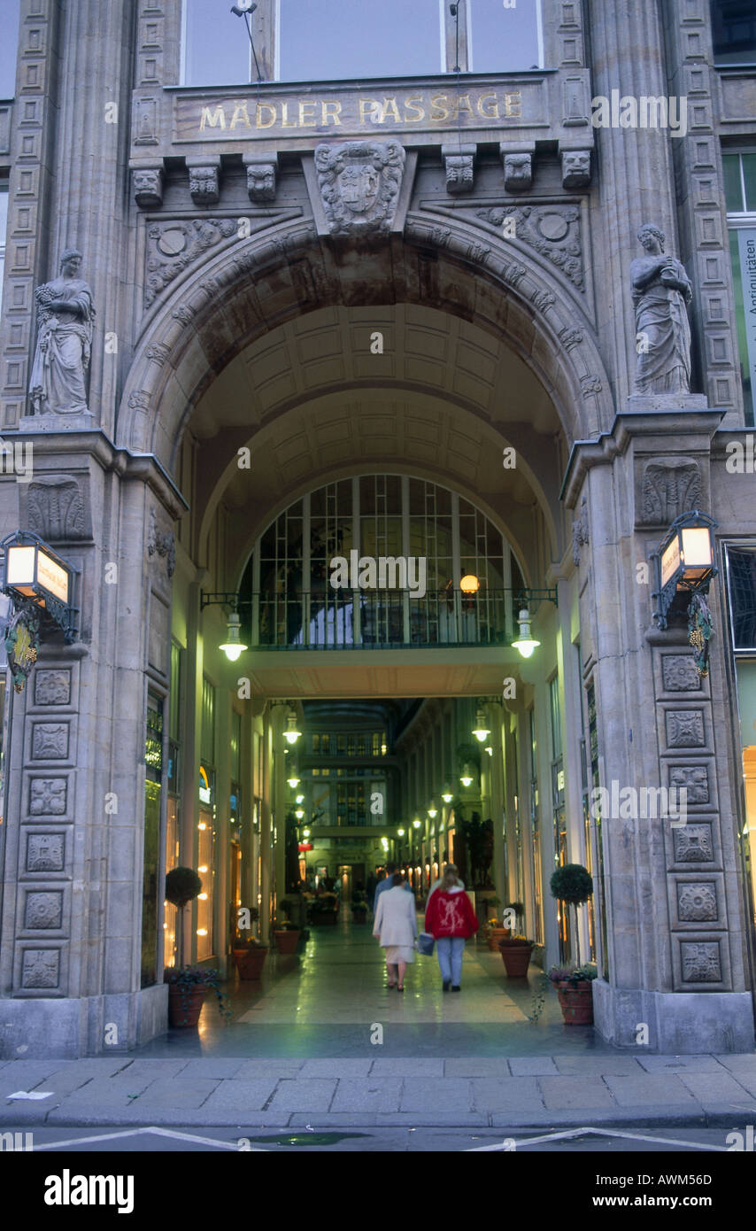 Entrance of shopping mall, Madler Passage, Leipzig, Saxony, Germany ...