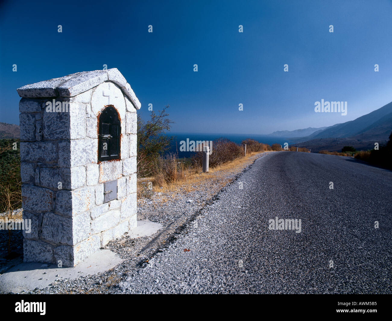 Religious structure built on roadside, Peloponnesus, Greece Stock Photo ...