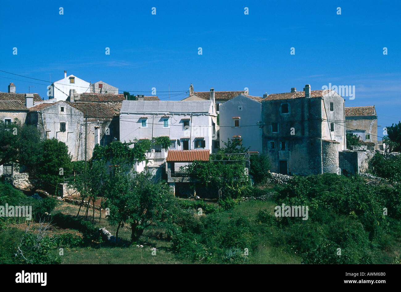 Houses in village, Cres Island, Croatia Stock Photo - Alamy