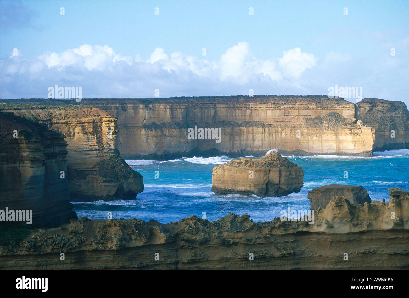Rock formations on a coast, Twelve Apostles, Victoria, Australia Stock ...