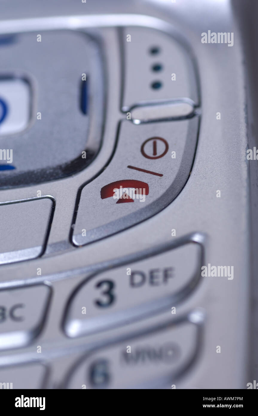 Close up of end call key symbol of a silver mobile phone Stock Photo ...