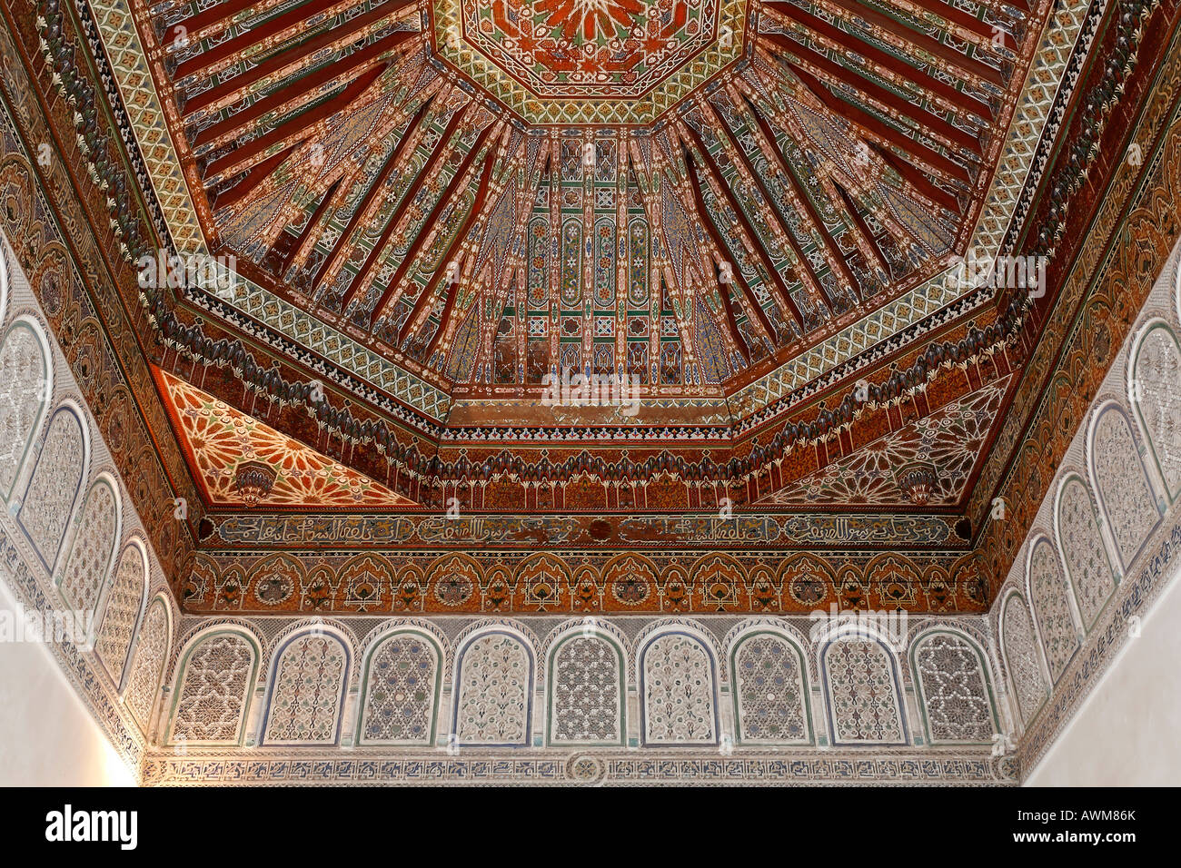 Ornamental wooden ceiling and walls with stucco work, Palais de la ...