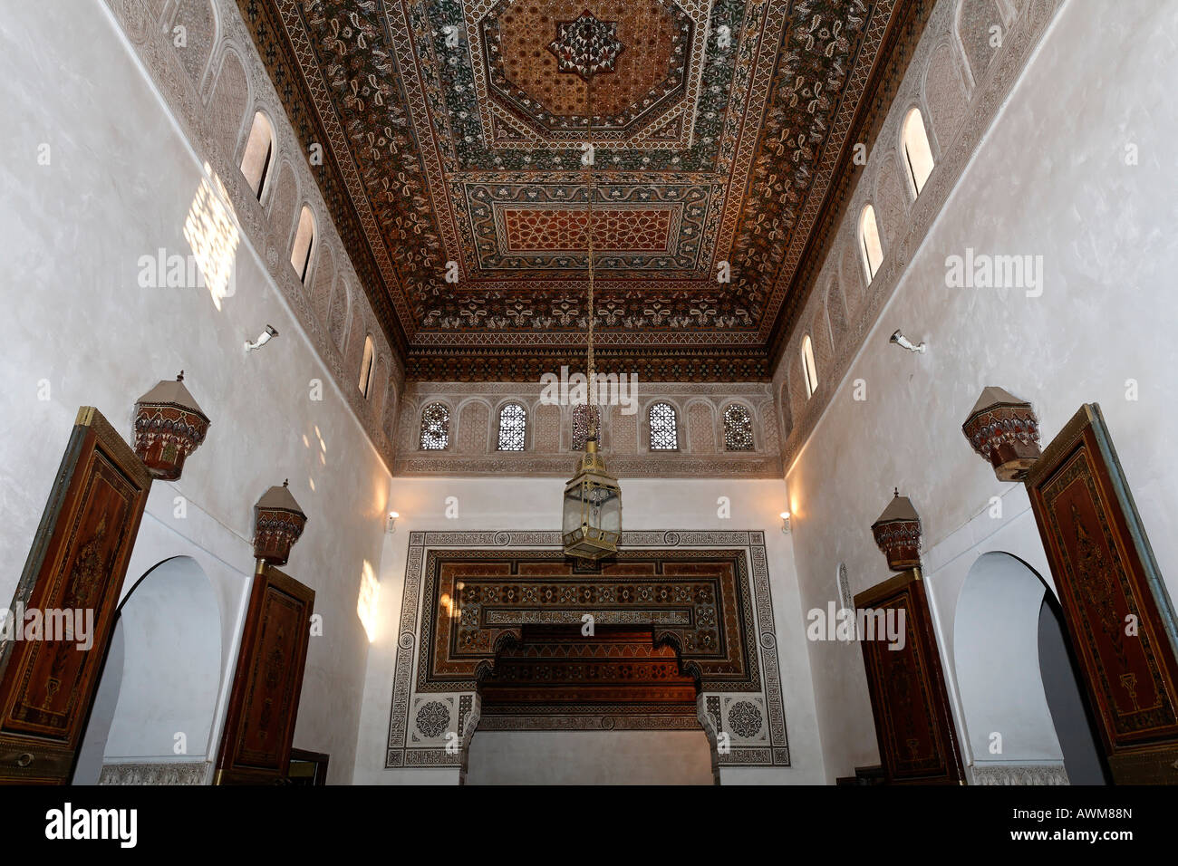 Magnificent hall with colourful painted wooden ceiling, Palais de la ...